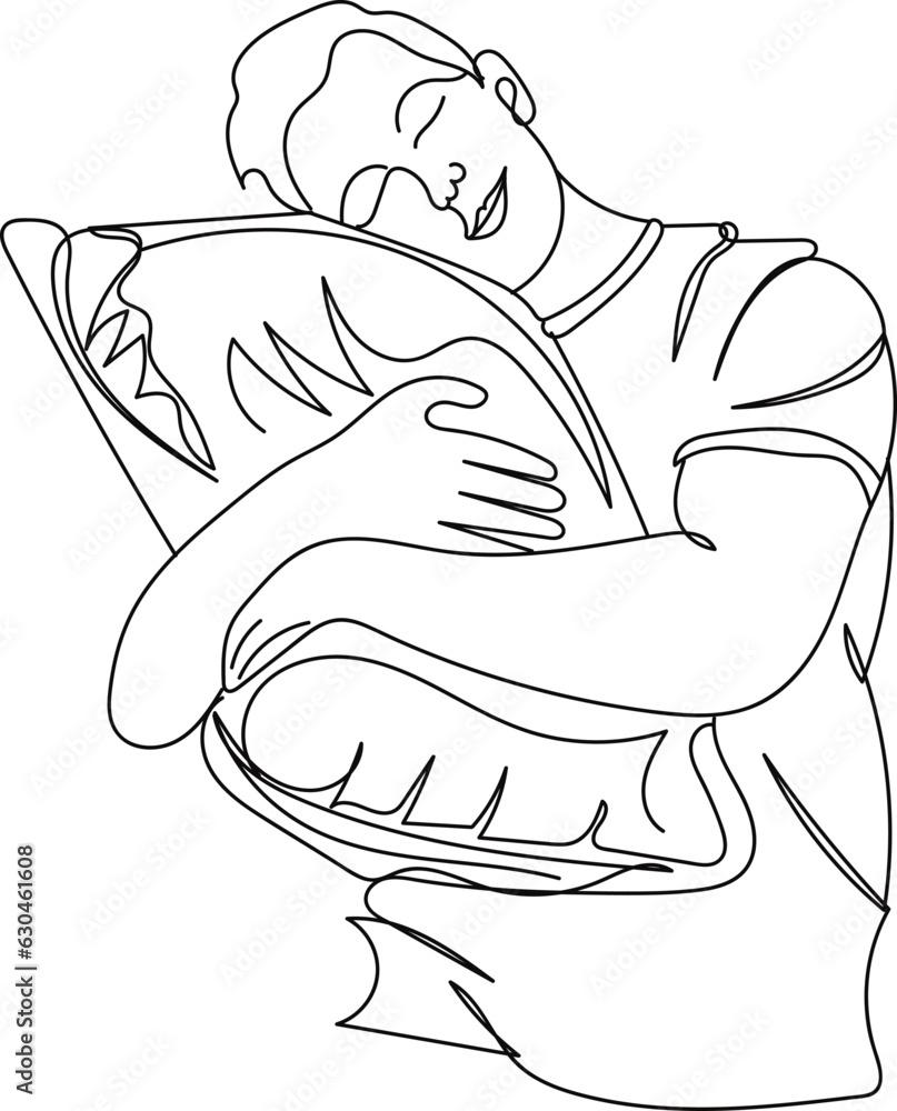 Dreamy Doodles: Single Continuous Line Drawing of a Man Hugging a ...
