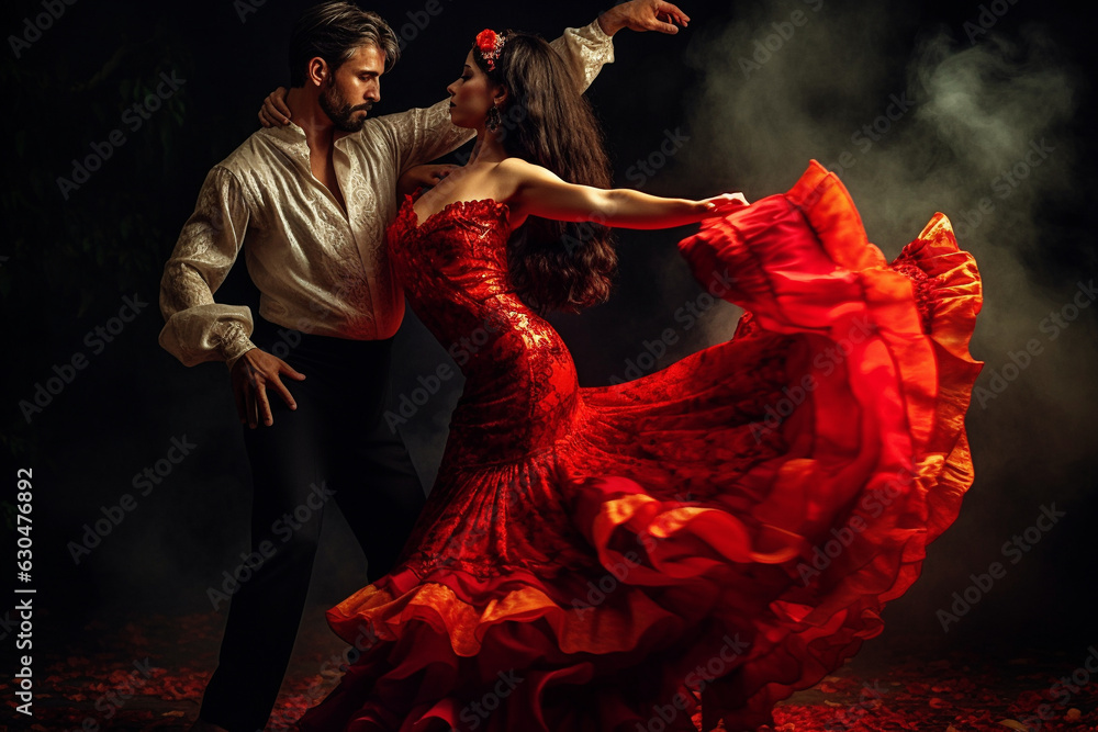 Couple dancing a seductive Flamenco of gitanos heritage Stock Photo ...