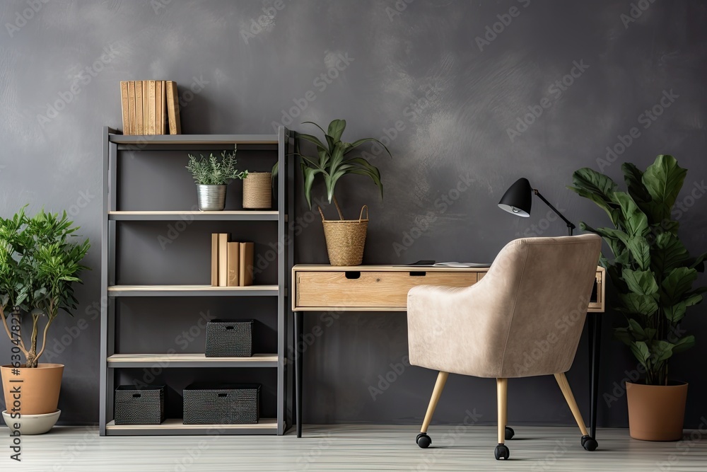 Cabinet, office, workplace, home furniture used for remote work during ...