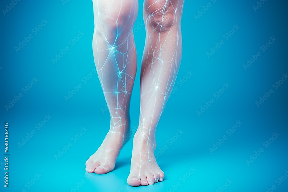 Endovenous laser surgery on a woman's leg. Medical surgery of varicose ...