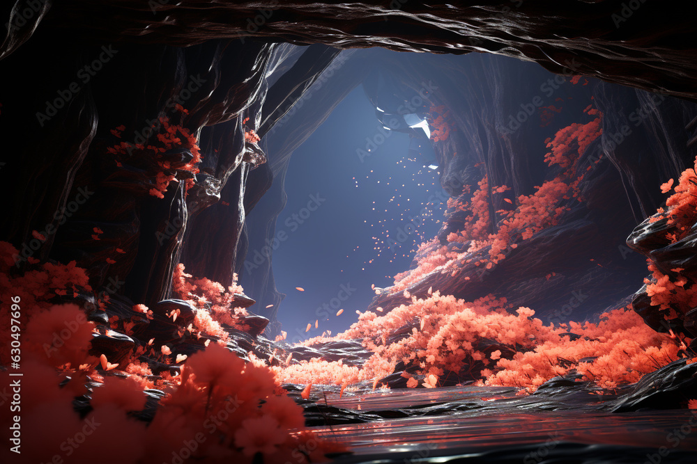 Underwater world with corals turtle fishes ocean inside. coral reef ...