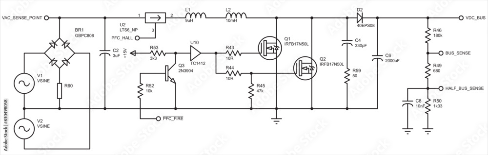 Vector Diagram Of An Electrical Schematic Of An Electronic Device Drawing Circuit With Resistor