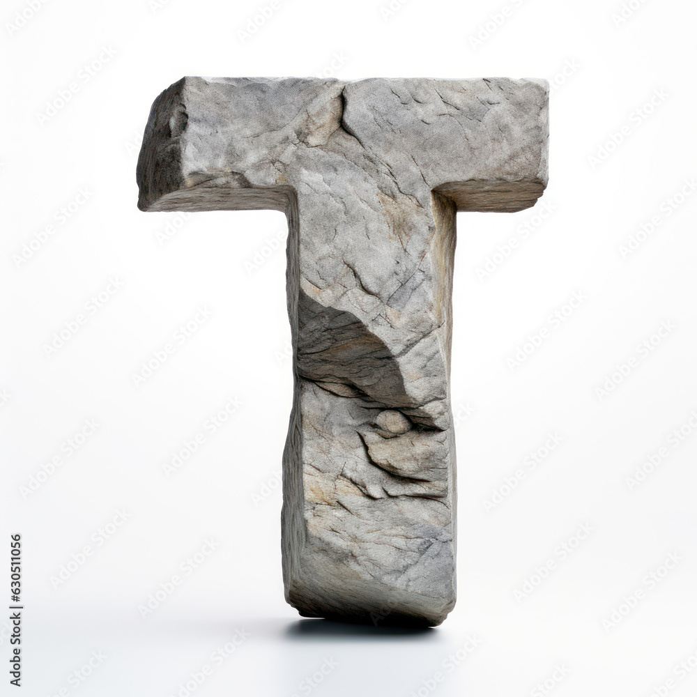 letter T in the shape of stone, granite typography letter font ...