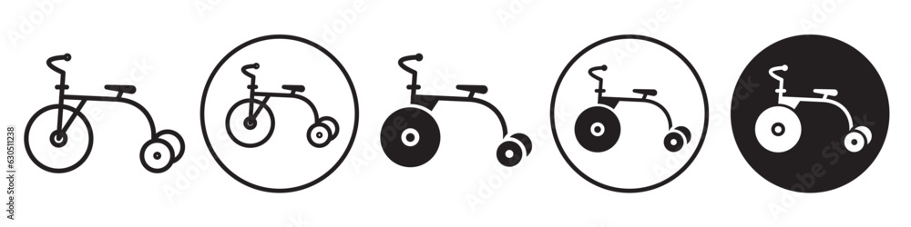 tricycle symbol Icon. Flat outlined bicycle or biking for child or kids ...