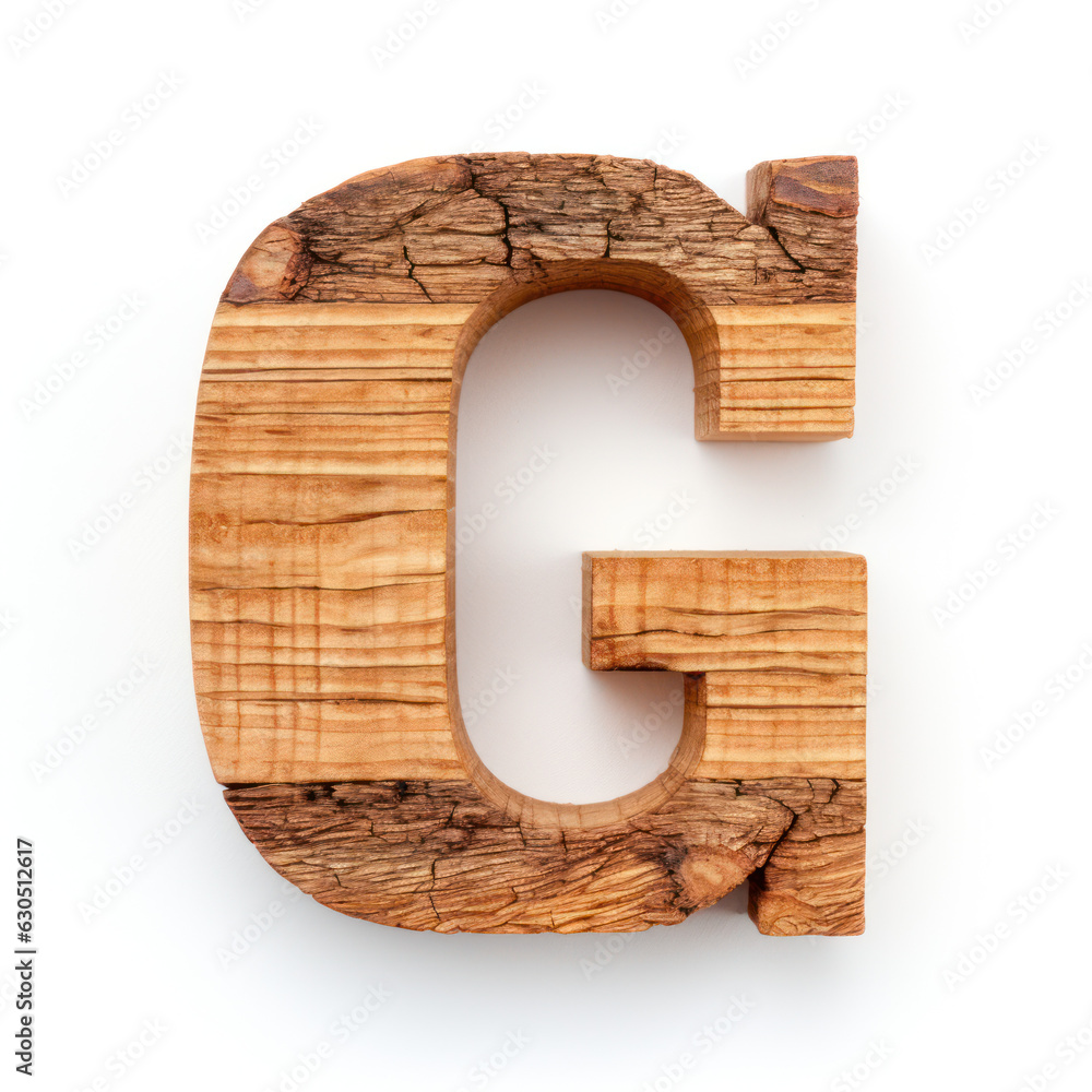 letter G in the shape of woodblock, wood typography letter font ...