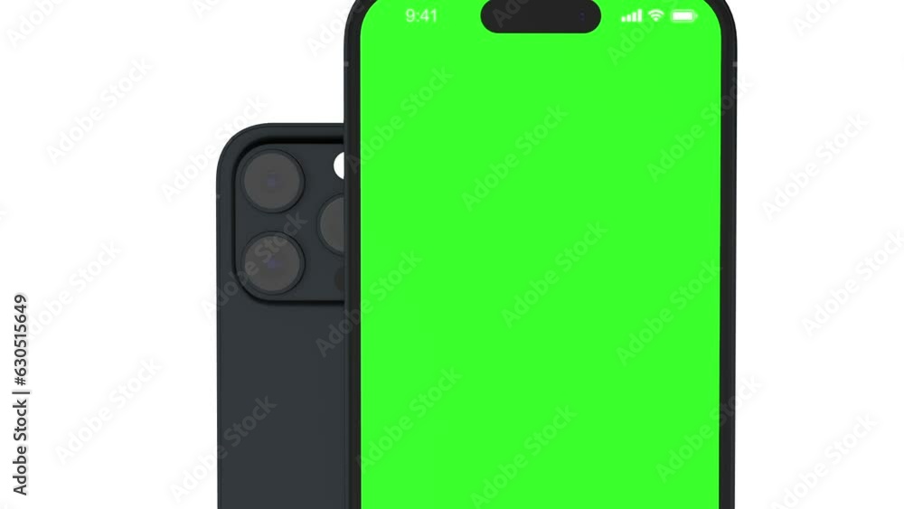 iPhone with blank green screen, isolated on white background. HD ...