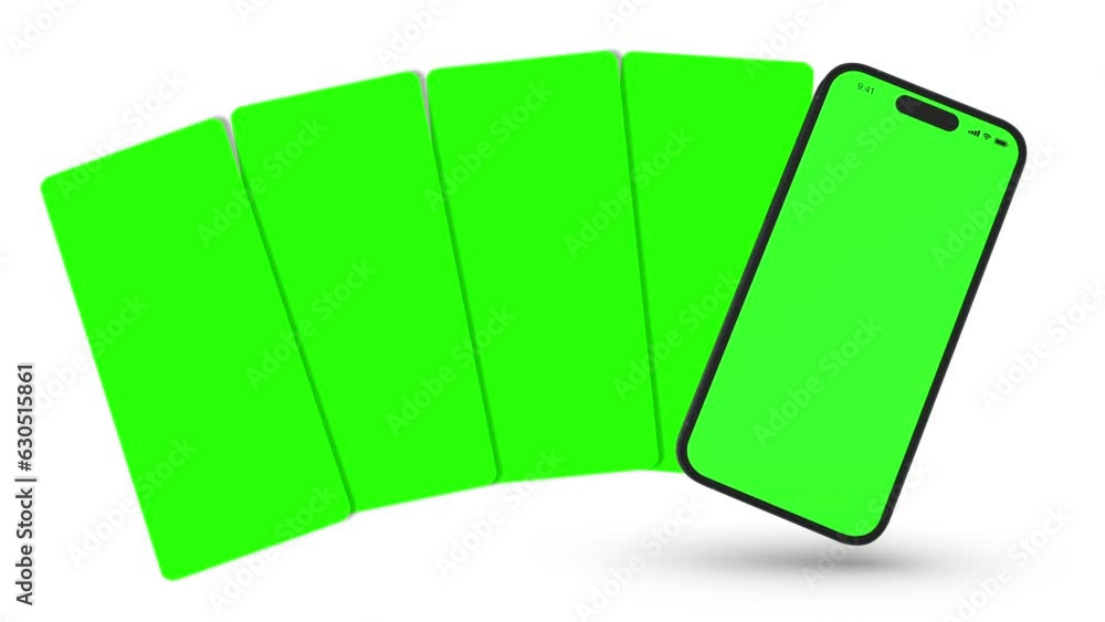 iPhone with Multiple apps blank green screen, isolated on white ...