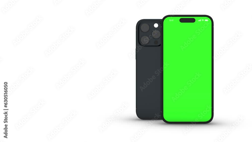 Multiple iPhone with blank green screen, isolated on white background ...