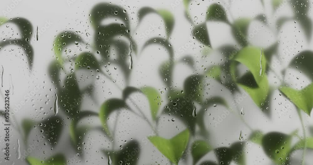 3D background for product or logo. Rain drop animation on the glass ...