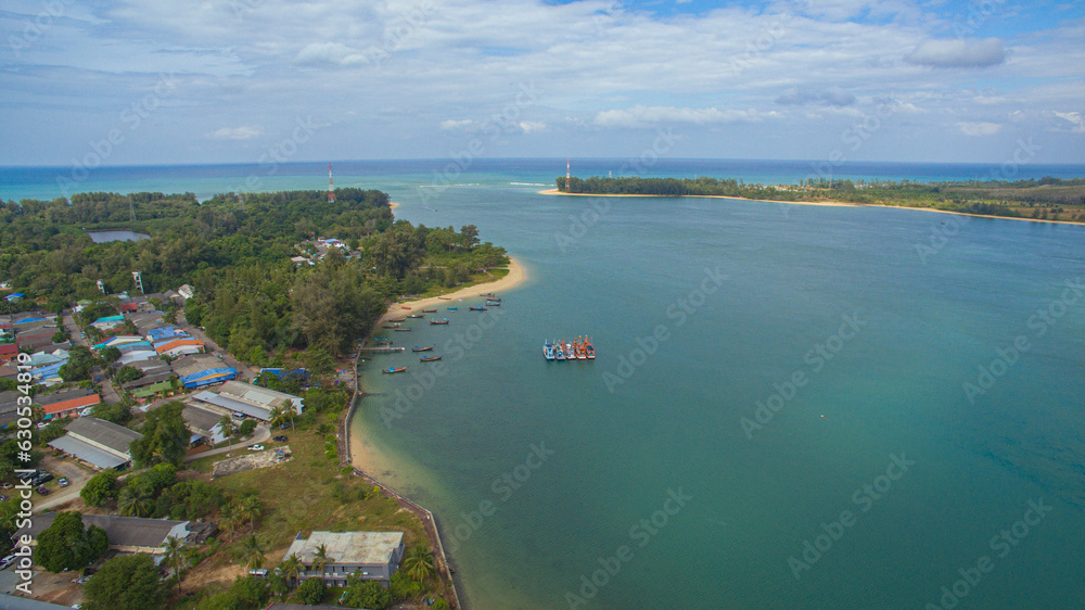 .Aerial view beautiful Sarasin bridge on the blue sea..Sarasin bridge ...