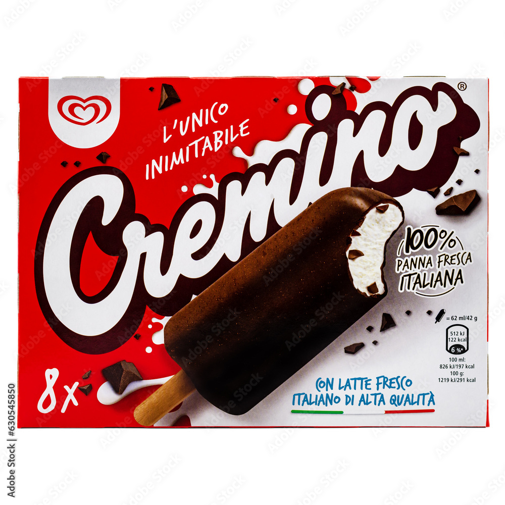 Algida Cremino,pack of 8 ice creams,Italian product isolated on white ...