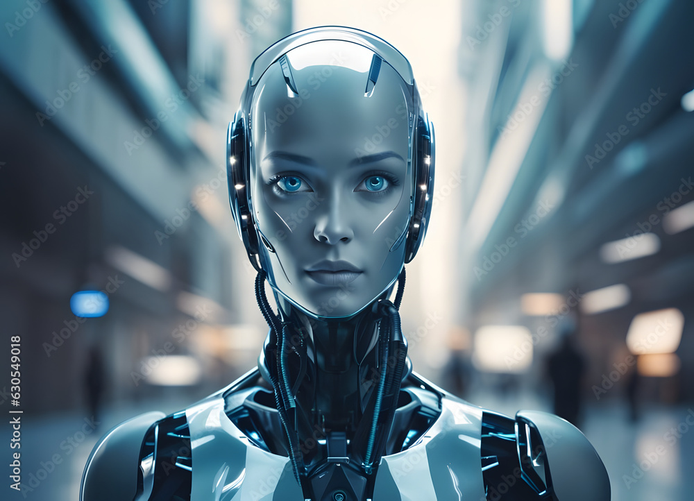 Beautiful and smart humanoid with natural human skin. Generative AI ...