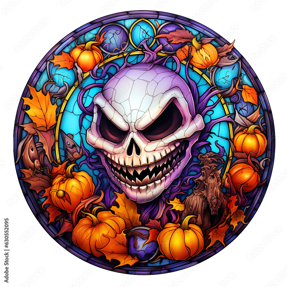 Scary Halloween Stained Glass, Scary Skull Stained Glass, Scary Pumpkin ...