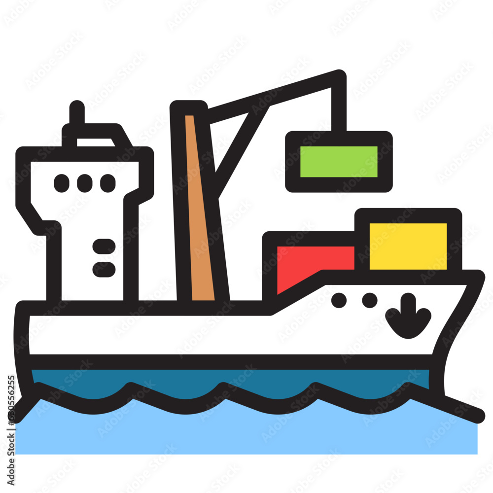 Container ship outline icon. Transportation illustration for templates ...