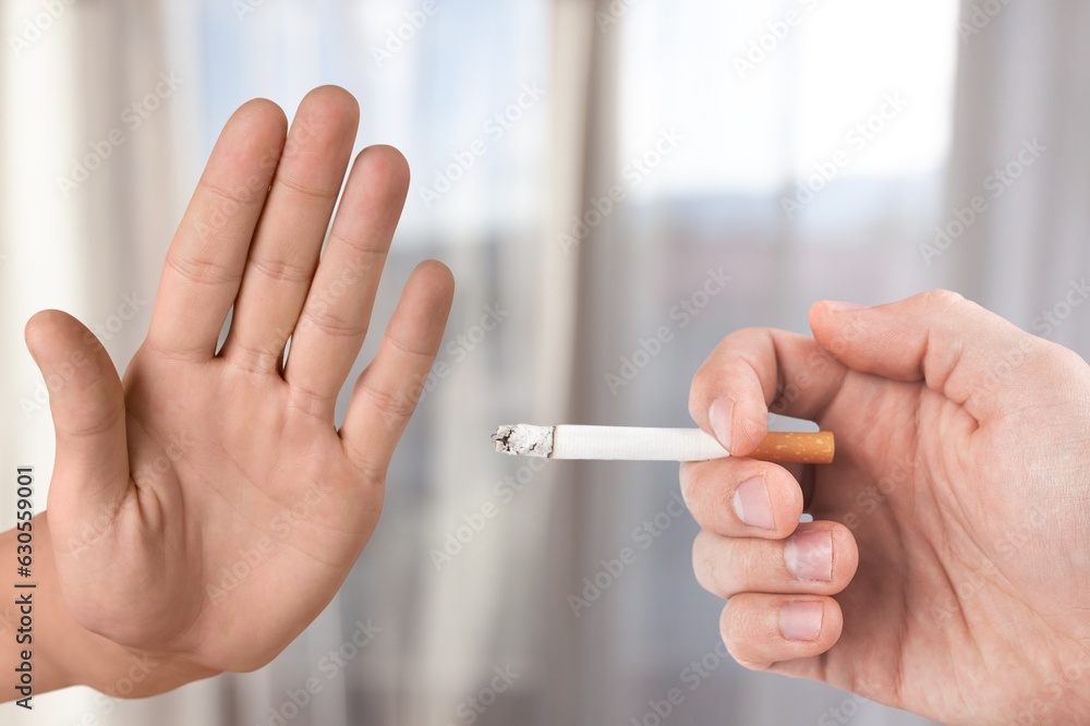 No smoking concept. Hand stop sign Stock Photo | Adobe Stock