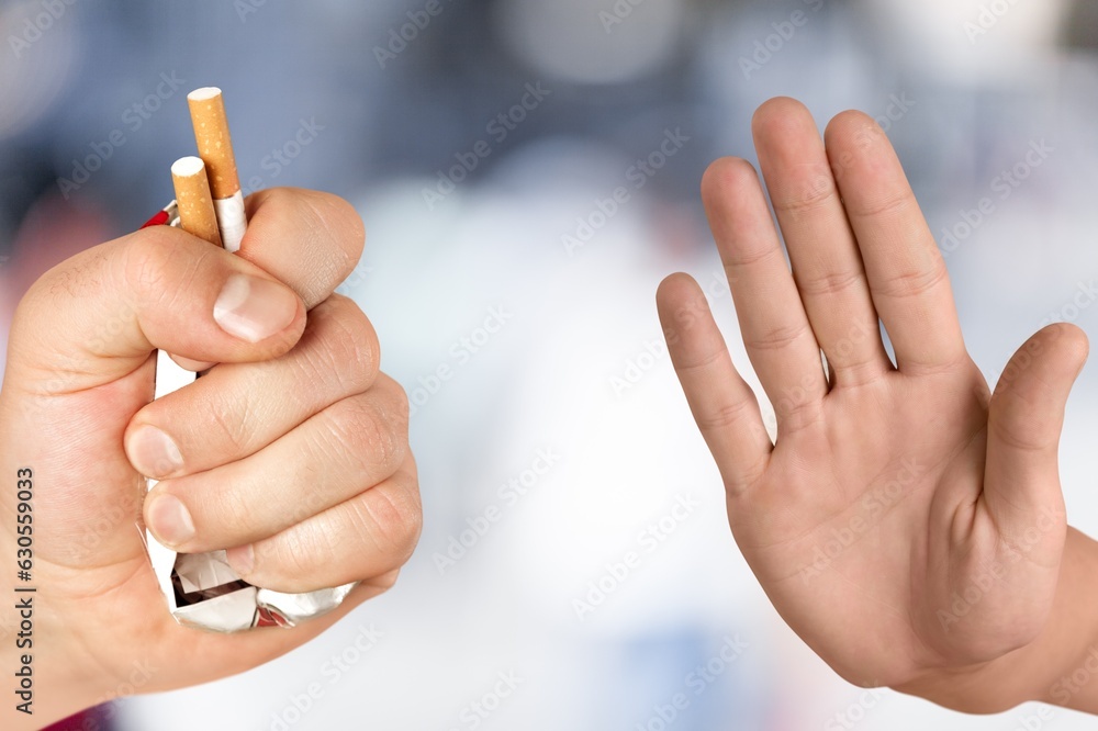 No smoking concept. Hand stop sign Stock Photo | Adobe Stock
