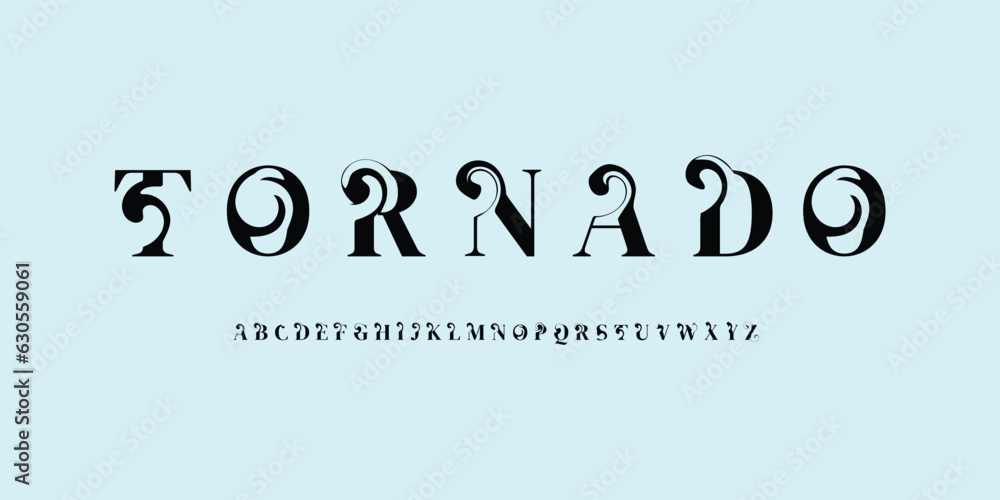 Tornado Wave Ocean Windy Alphabet a-to-z Fonts Typeface Typography ...