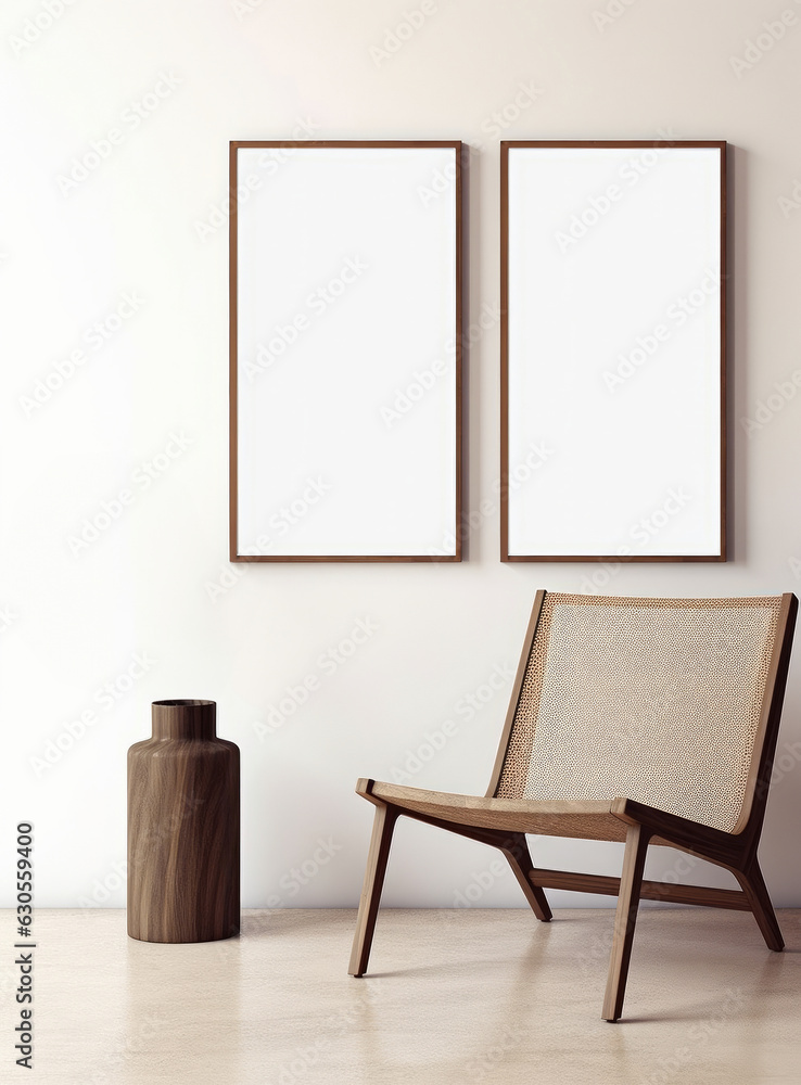 Mockup poster two frame in interior background Stock Photo | Adobe Stock
