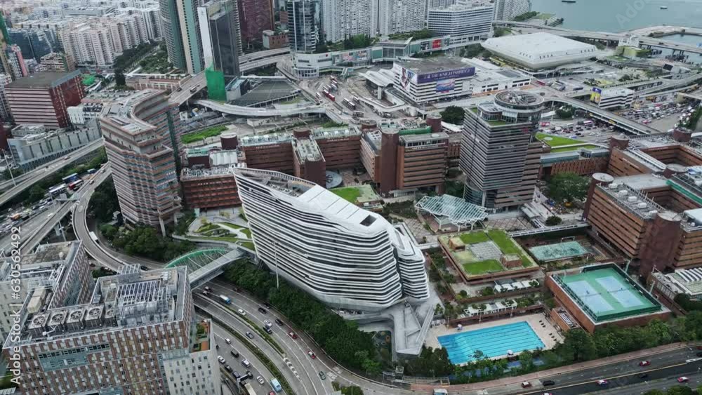 Aerial of the Innovation Tower housing the Hong Kong Polytechnic ...