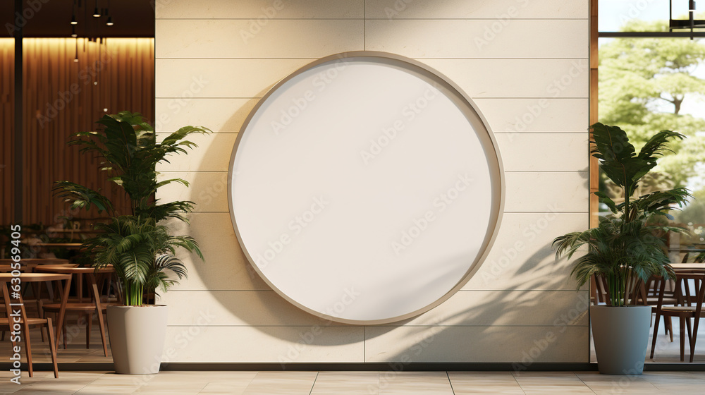 Mockup outdoor wall store shop circular sign Stock Photo | Adobe Stock