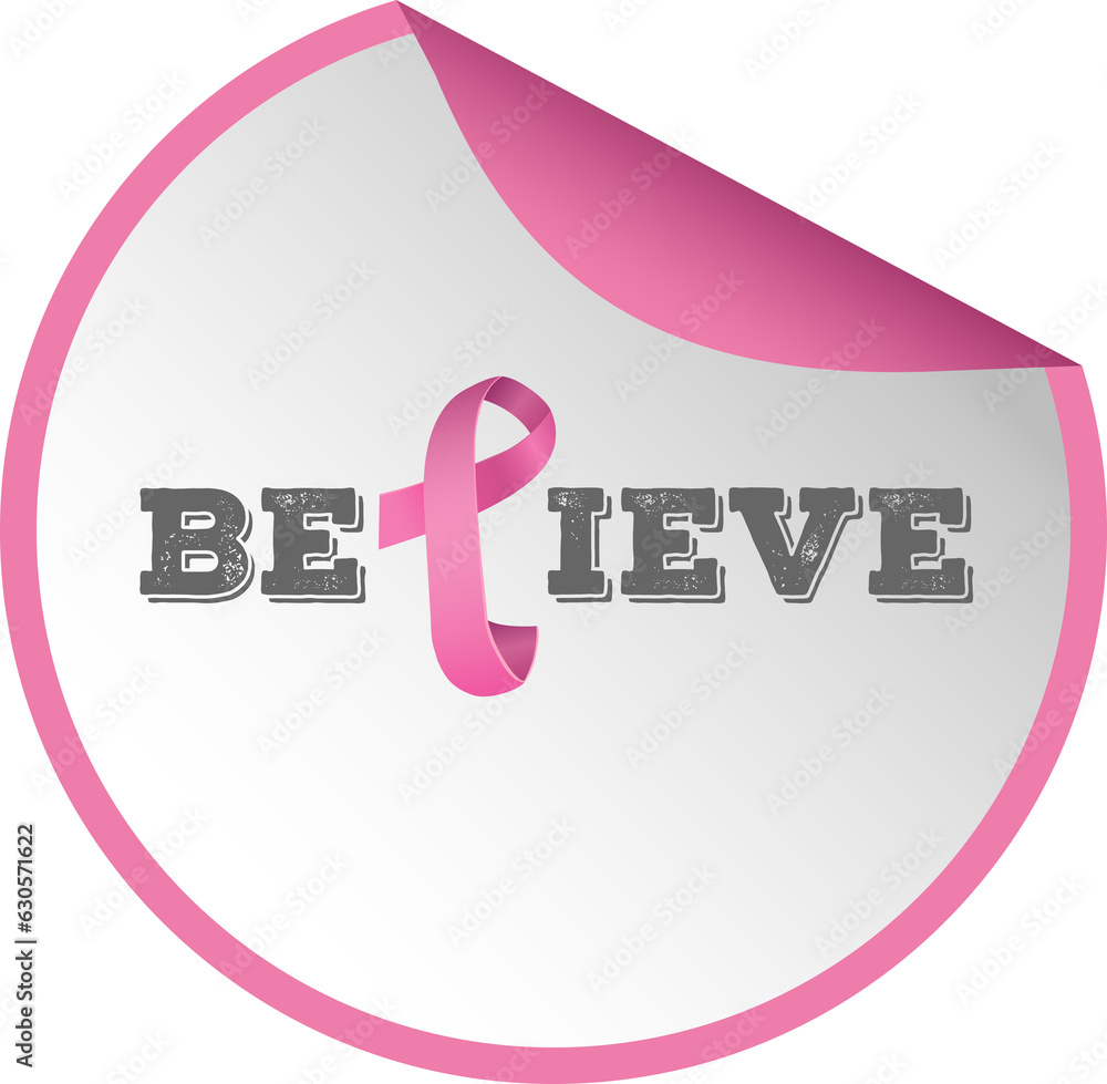 Digital png illustration of pink border circle with believe text on ...