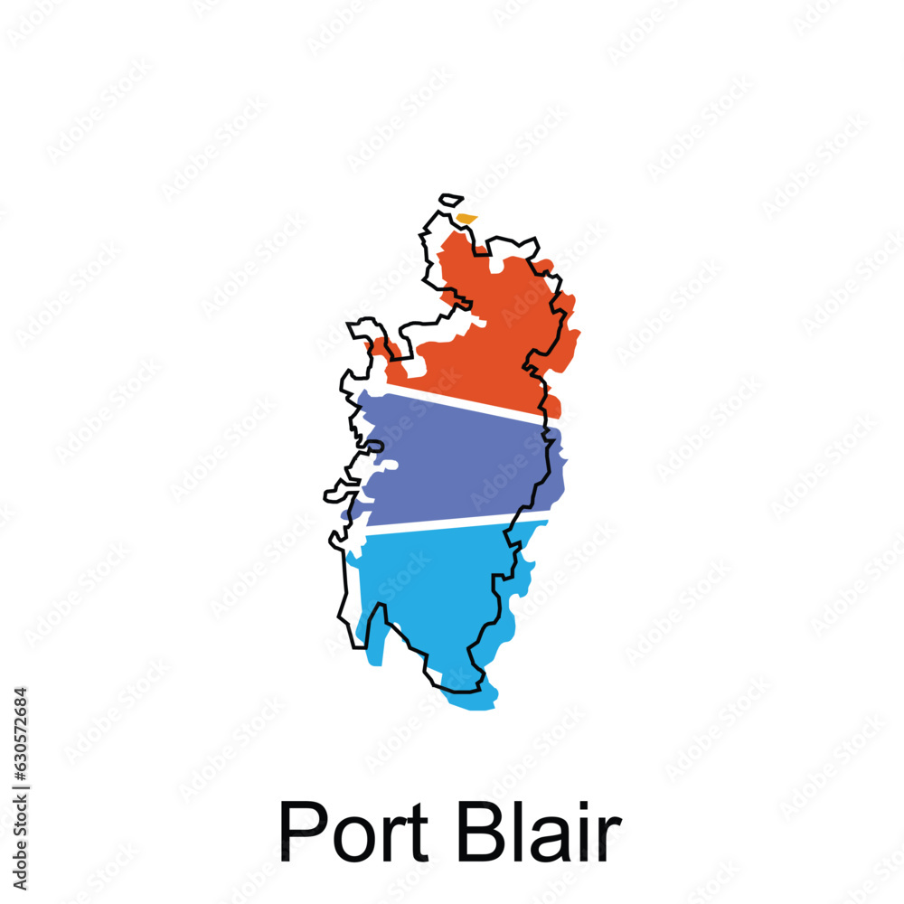 Map of Port Blair World Map International vector template with outline ...