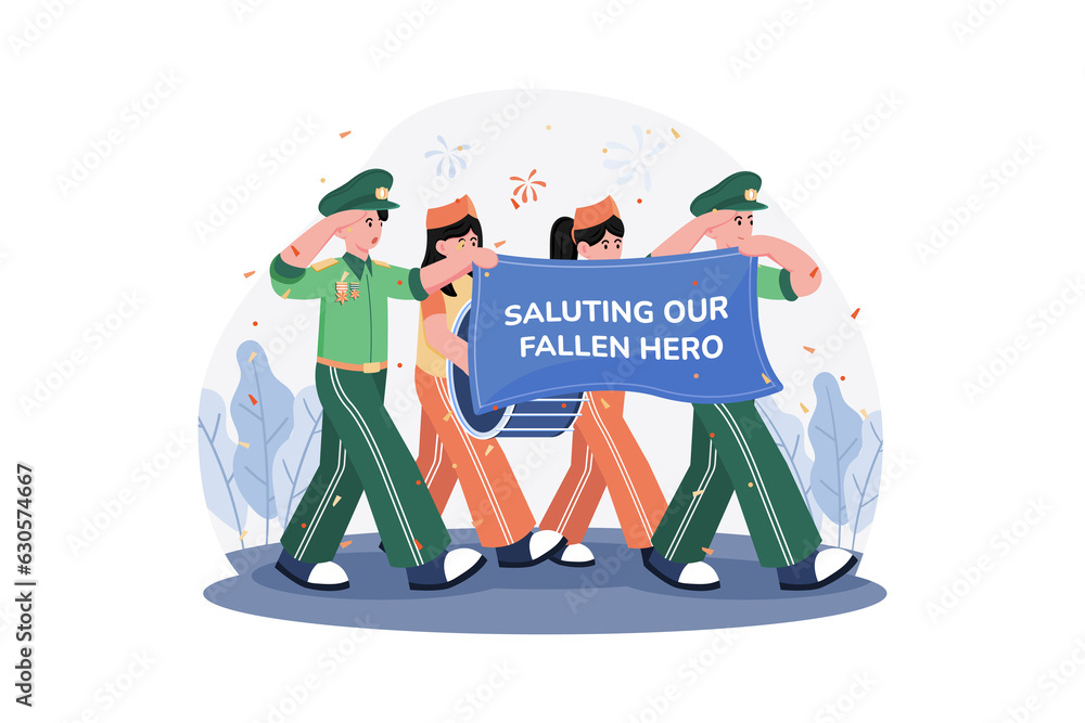 Communities hold parades and events to remember and pay tribute to fallen soldiers. Stock ...