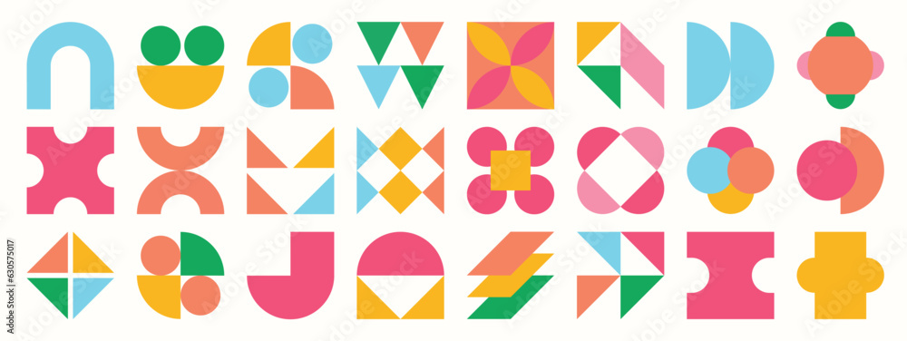 Set of abstract retro geometric shapes vector. Collection of ...
