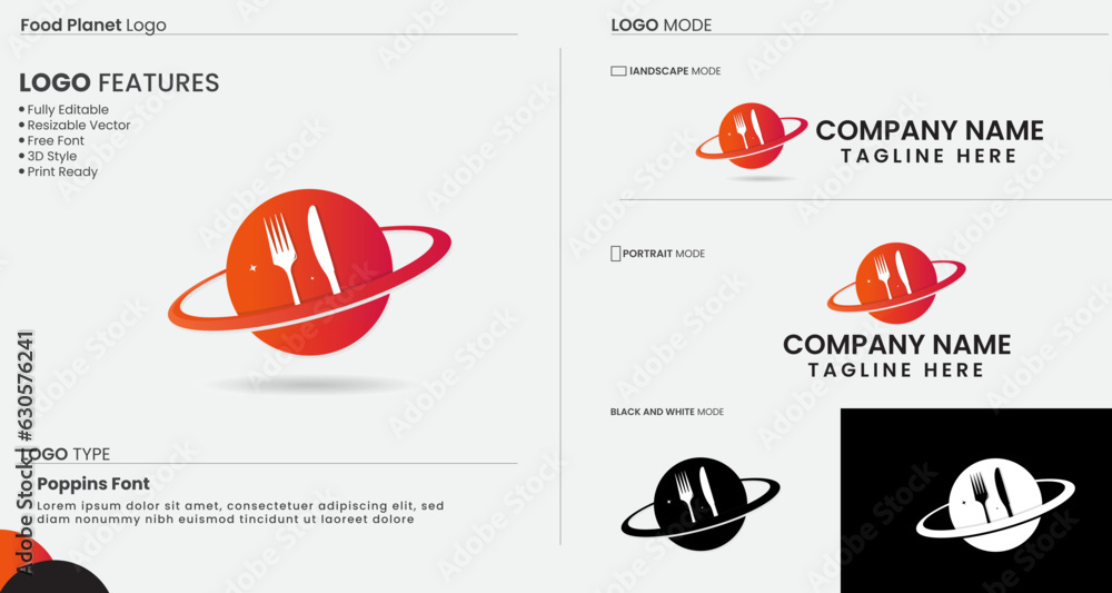 Food planet logo design. Planet food. Chef. Restaurant. Hotel. Spoon ...