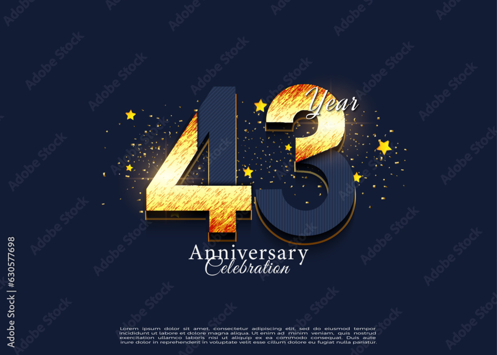 43rd anniversary with shiny textured numbers. vector premium design ...