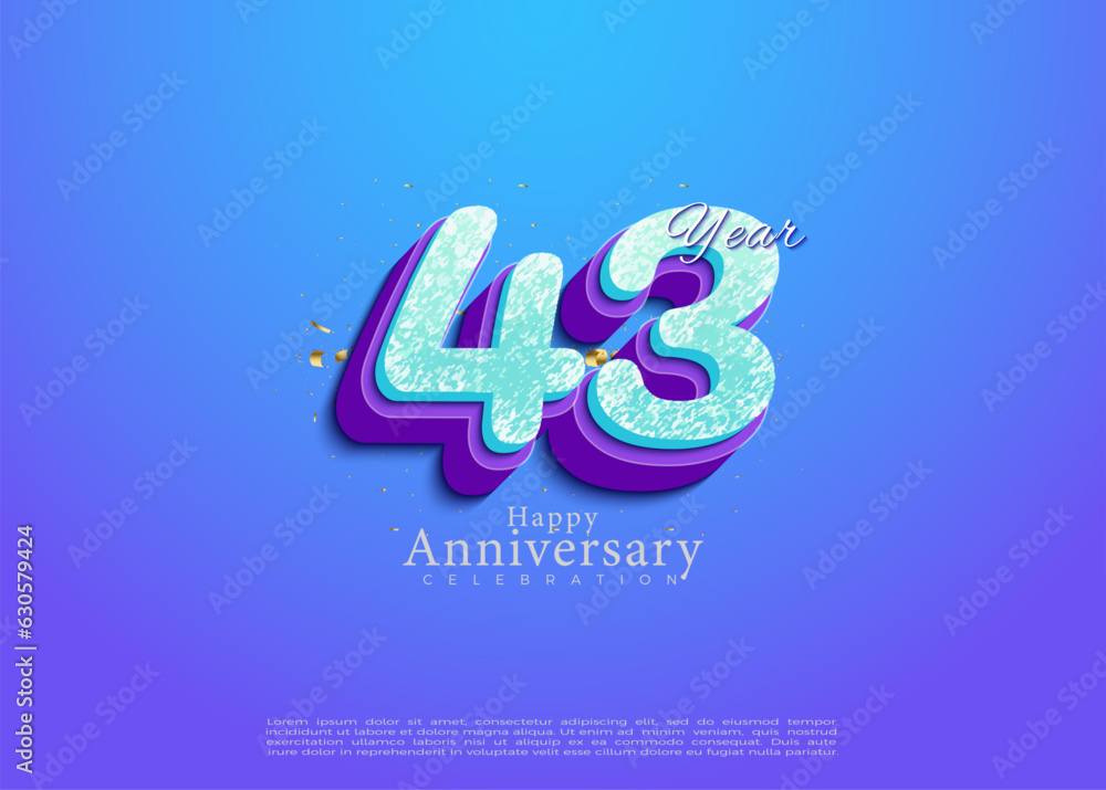 Vetor de 43rd anniversary with beautiful 3d celebration numbers. vector premium design. do Stock ...