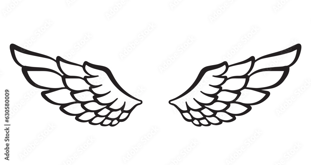 Póster Hand drawn Angel wings line art – Cuadro para Pared | Posters.es