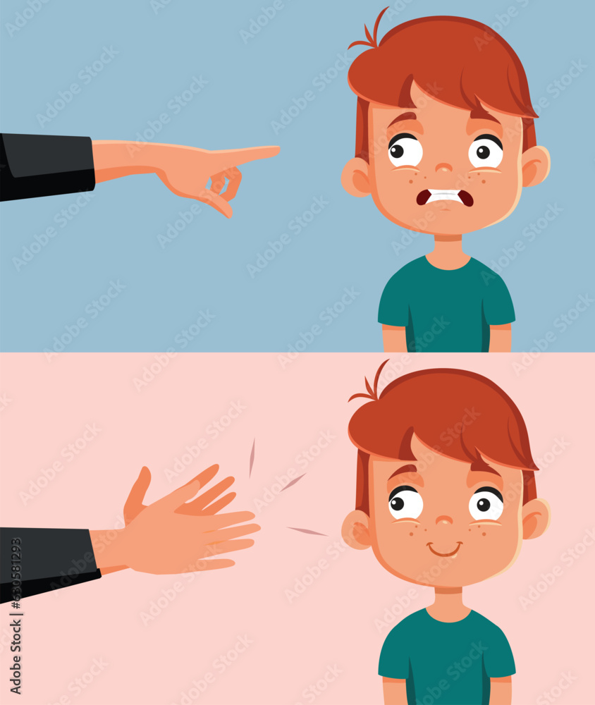 Positive and Negative Approach to Parenting Styles Vector Cartoon ...