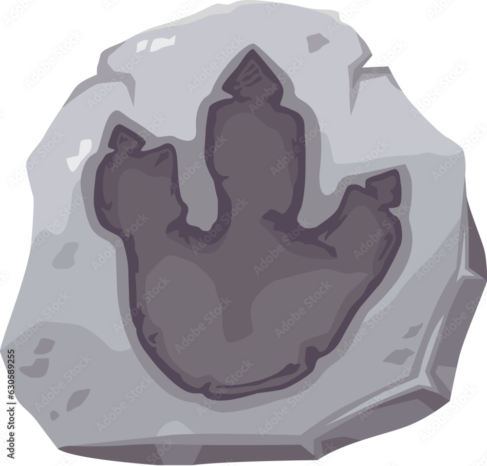 Dinosaur footprint in fossil stone, archeology and dino foot silhouette ...