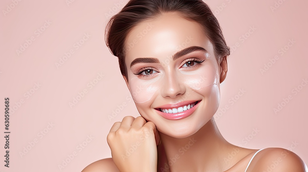 Beautiful woman smile use cream for good skin. face of a healthy woman ...