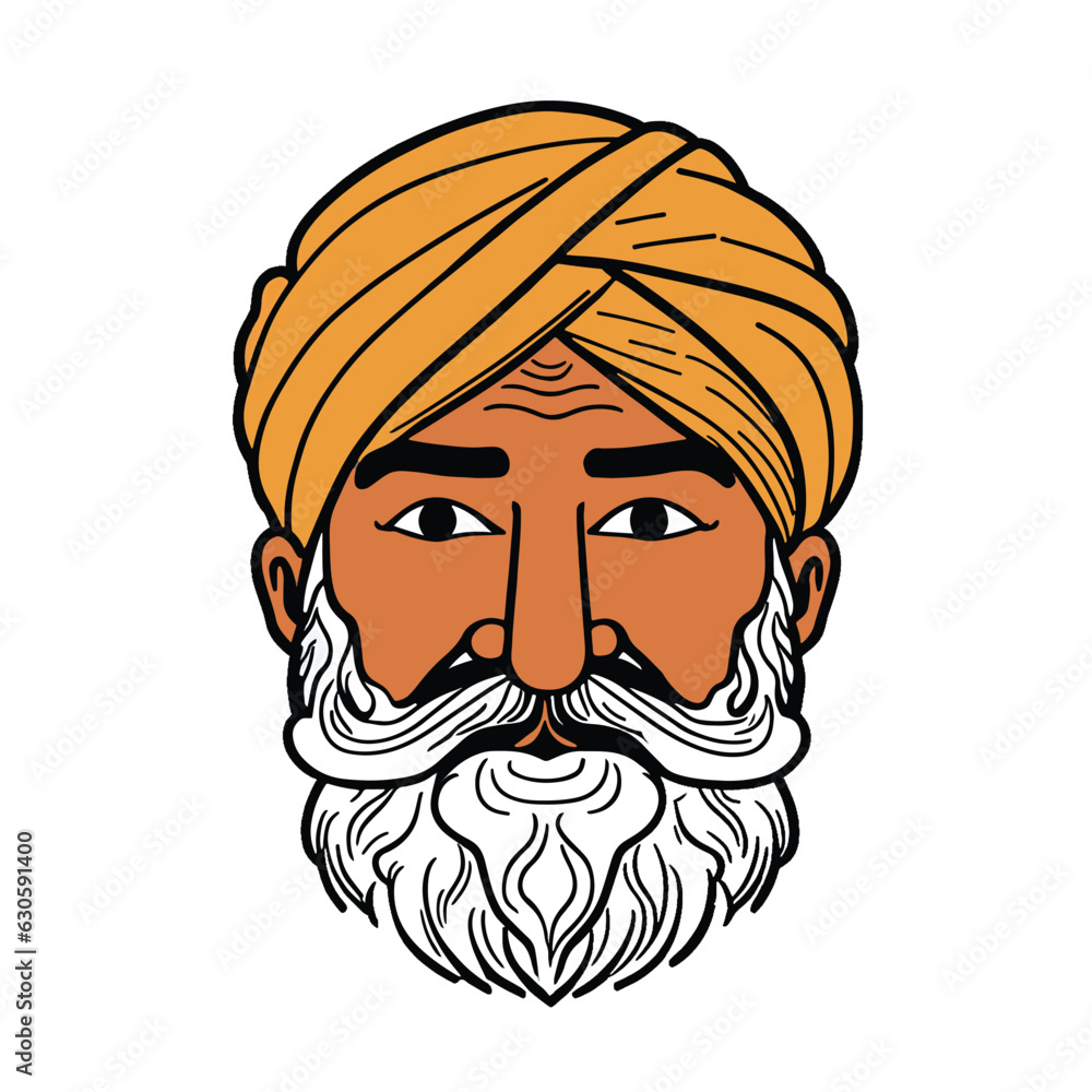 Vector illustration of indian old punjabi man also called sardar ji ...