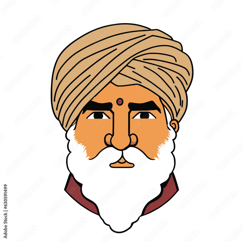Vector illustration of indian old punjabi man also called sardar ji ...