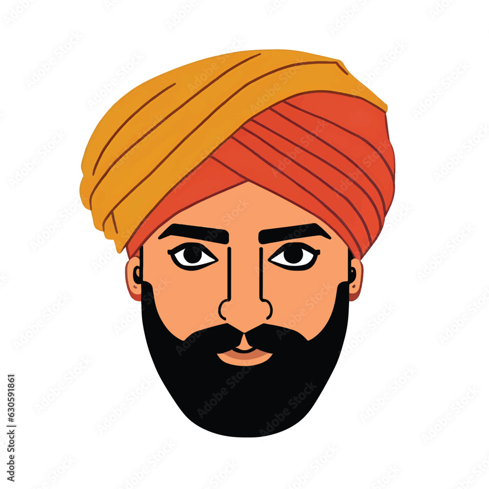 Vector illustration of indian punjabi man also called sardar ji, sikh ...