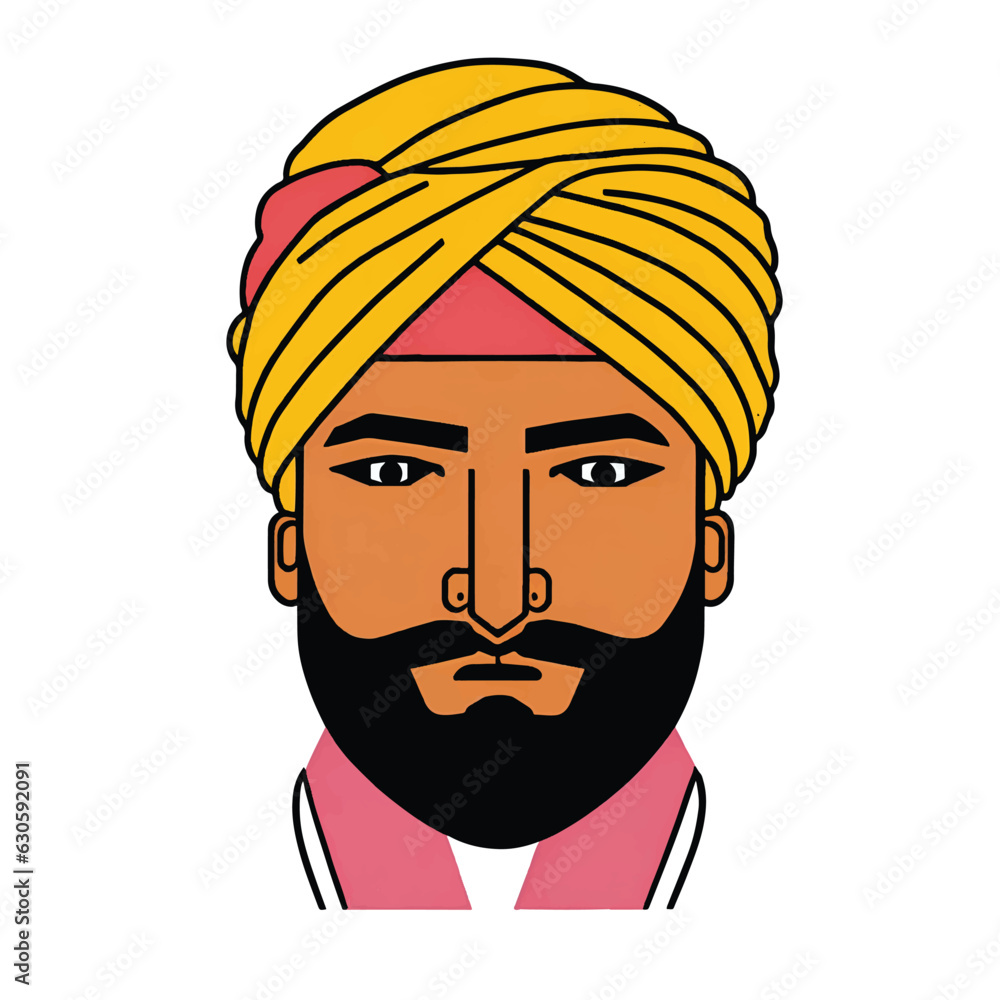 Vector illustration of indian punjabi man also called sardar ji, sikh ...