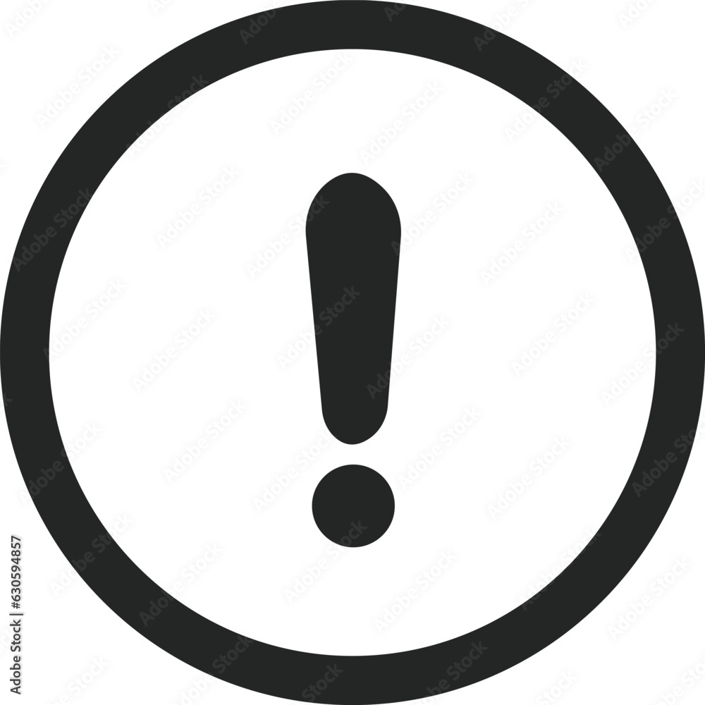 black Exclamation mark icons in flat style. Danger alarm on white isolated background. Caution ...