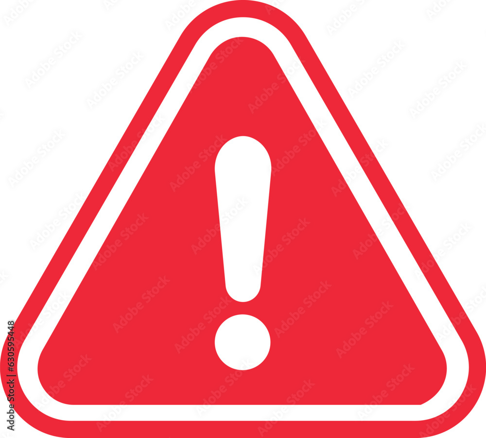 red Exclamation mark icons in flat style. Danger alarm on white ...