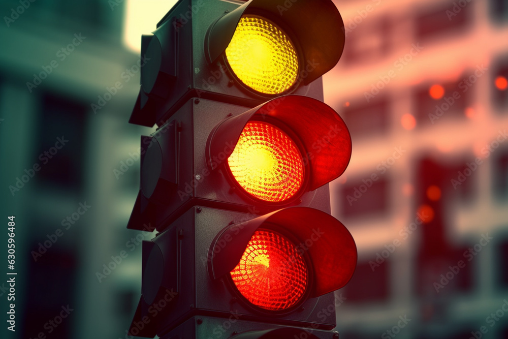 Vibrant Traffic Lights on a Busy Street - Urban Cityscape Scene Created ...