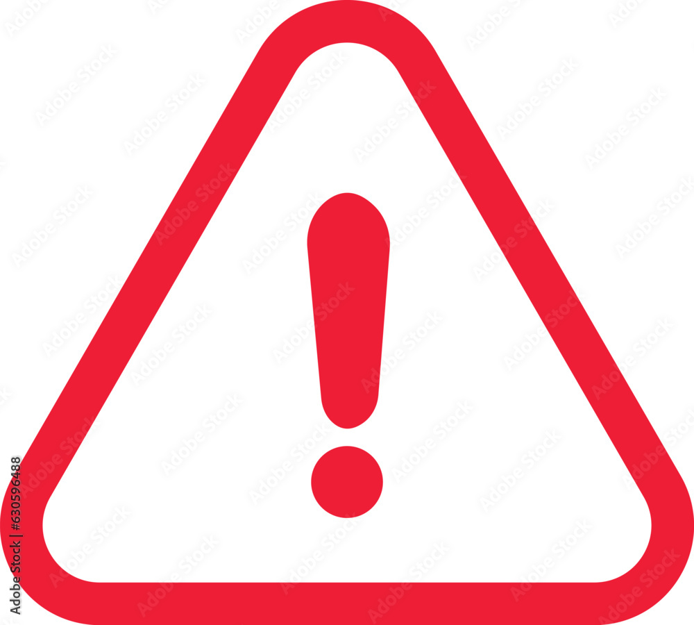 red Exclamation mark icons in flat style. Danger alarm on white ...