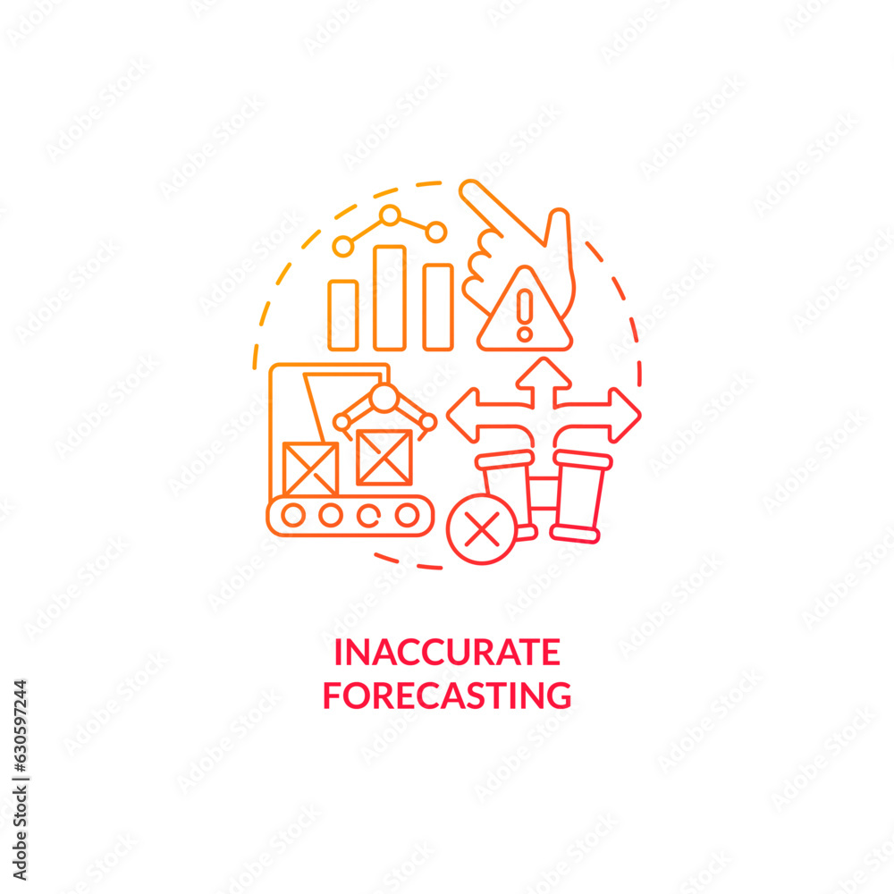 2D gradient inaccurate forecasting thin line icon concept, isolated ...