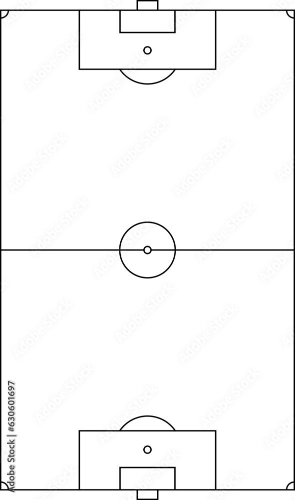 Soccer field line style. Football pitch. Black outline court and ...