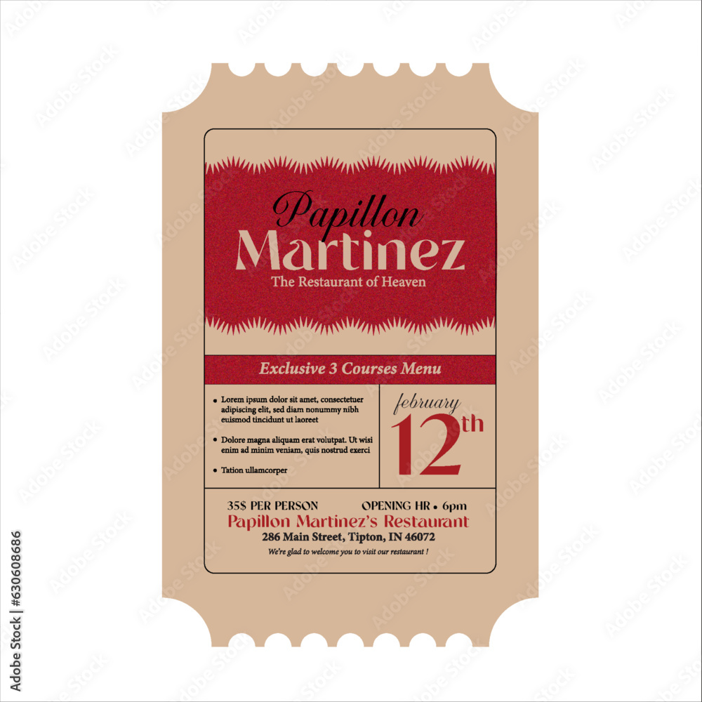 Elegant Vintage Modest Ticket template tag card board club vip Stock ...