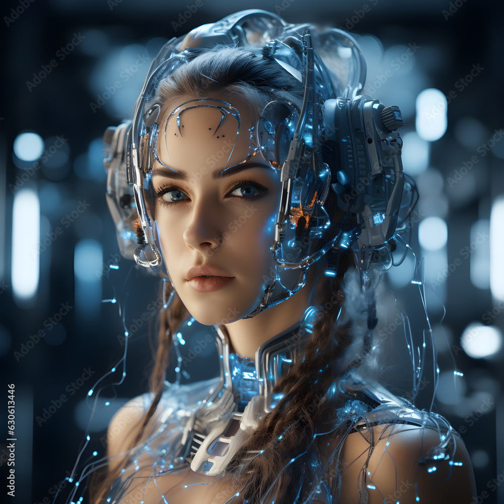 Virtual representation as a humanoid figure, blending elements of ...