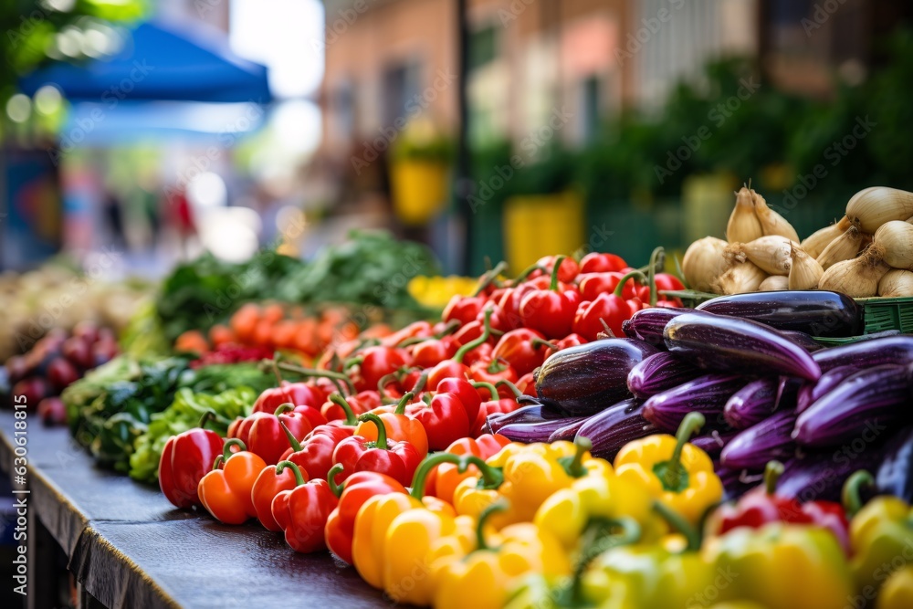 Colorful produce arranged in beautiful displays, the reds and greens ...