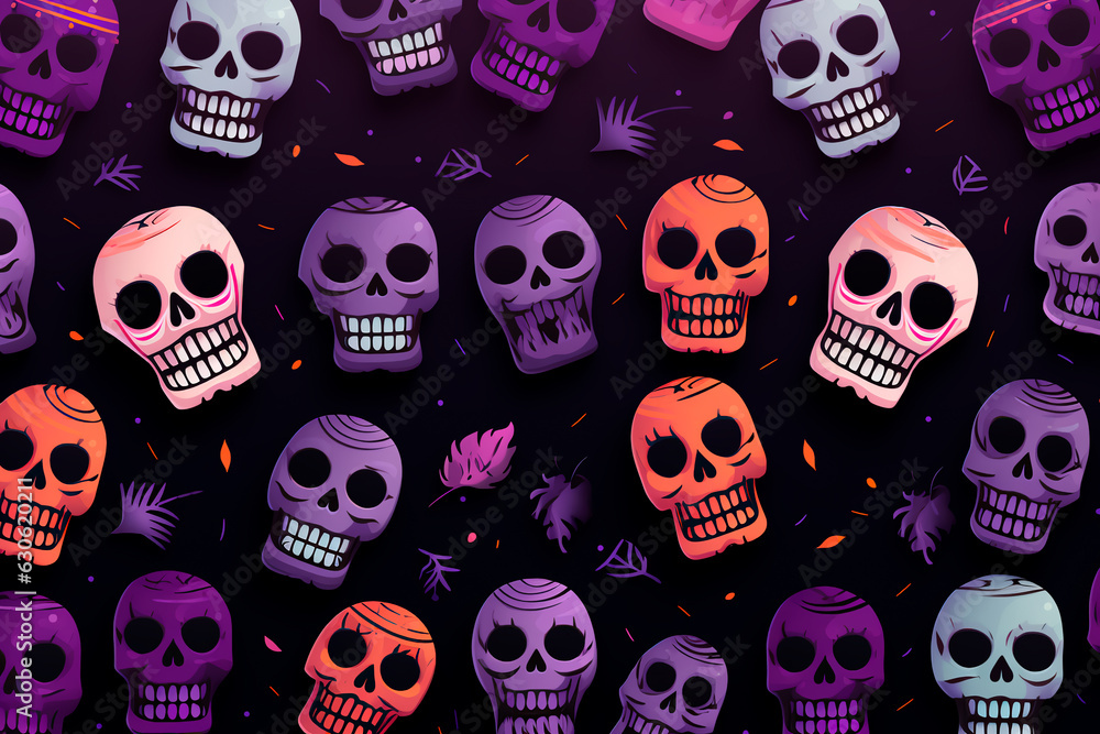 Human skull for Halloween pattern. Background, wallpaper. AI Generation ...