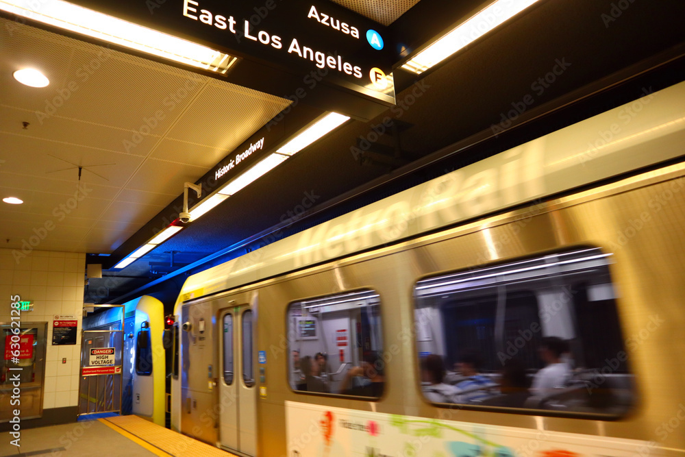 Los Angeles, California: Historic Broadway Metro Rail A Line and E Line ...